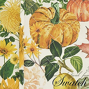 Sweet Pea Linens Quilted Bright Fall, Harvest, Sunflower and Pumpkin, Wedge-Shaped Placemats - Set of Four Plus Center Round-Charger