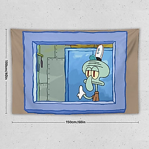 DOBOER Squidward in Window Tapestry for College Dorm, Bedroom and Living Room Home Decor, Funny Anime Wall Tapestries Hanging for Men 40"x60"