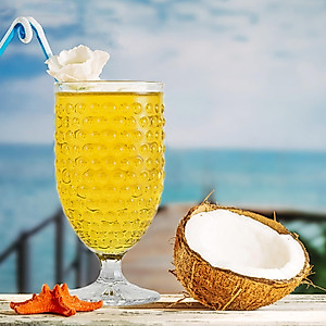 Wongblee Hobnail Glass Goblets 16.9 Oz, Stemmed Wine Glasses, Vintage Drinking Glasses for Water, Juice, Ice Tea, Set of 4 (Clear)