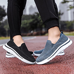 Aceptolcom Women Slip On Walking Shoes Orthopedic Shoes,Breathable Mesh Arch Support Slip Resistant Work Shoes Tennis Shoes Sock Shoes (5,Black,5)