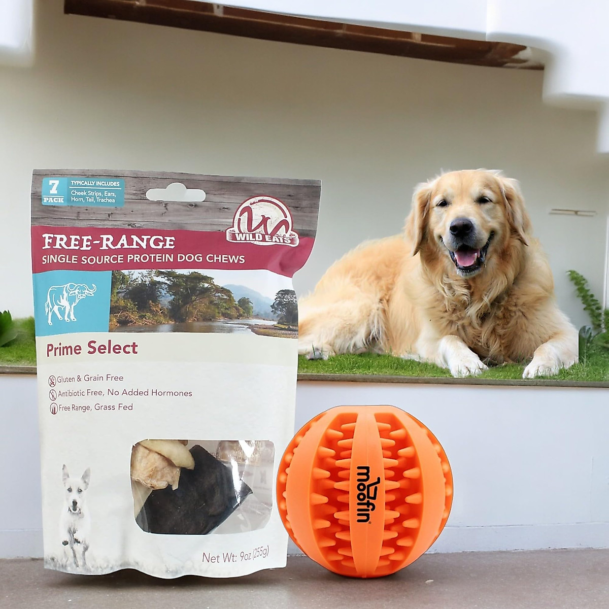 moofin Water Buffalo 056Lb All-Natural Dental Chews for Dogs, Bundle Teeth Cleaning Pet Chew Ball, Long-Lasting, Grain-Free, Variety Pack from Sustainable Sources [7-Pack Assortment]