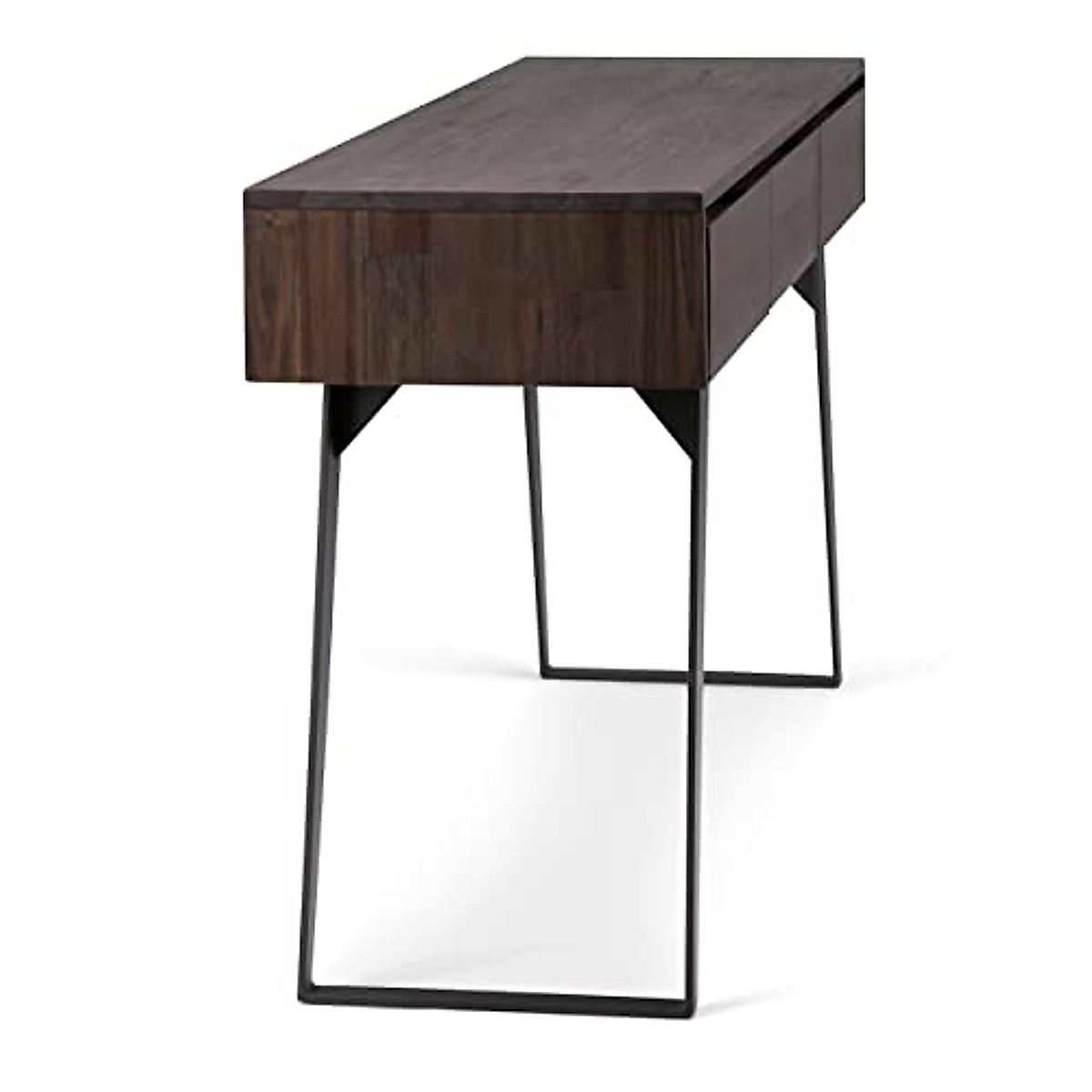 SIMPLIHOME Lowry SOLID ACACIA WOOD and Metal 60 Inch Wide Modern Industrial Console Sofa Table in Distressed Charcoal Brown, For the Living Room, Entryway and Bedroom