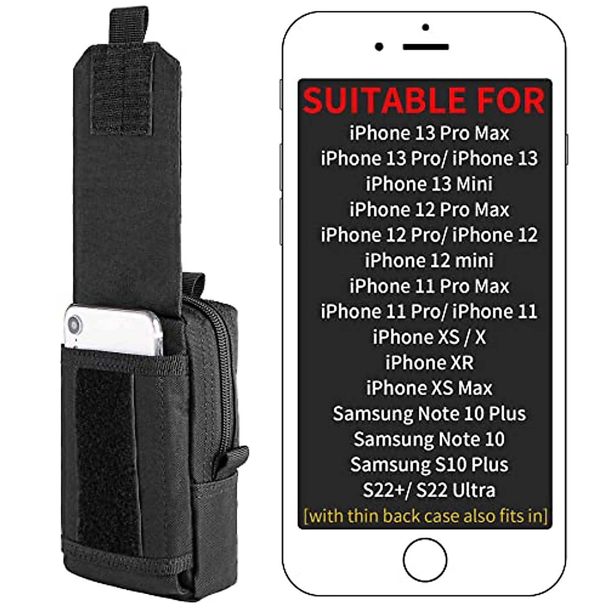 IronSeals Multi-Purpose Tactical Molle Pouch Waist Bag for Mobile Phone Belt Pouch Holster Cover Case for iPhone 14 Pro Max/13 Pro Max/12/11 Pro Max/XS Max, Size L