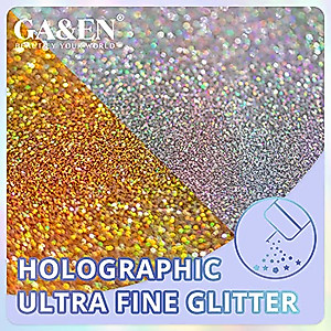Holographic Ultra Fine Glitter 100g Silver+100g Gold Fine Glitter 200g/7.04oz Sparkle Glitter Powder for Resin Tumbler Project and Craft Iridescent Glitter for Nail Art and Body Makeup