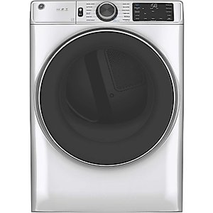 GE GFD65GSSNWW 28" Front Load Gas Dryer with 7.8 cu. ft. Capacity Powersteam Built-in WiFi Sanitize Cycle and Vent Sensor in White