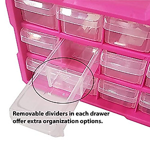 12-Drawer Small Parts Organizer, Pink