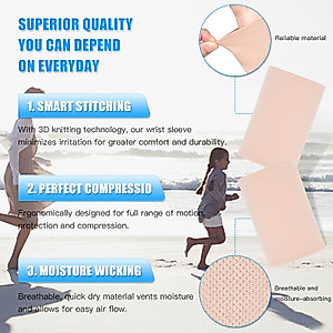 ATENTO 4 PCS Compression Wrist Sleeve | Compression Wrist Brace | Wrist Support Elastic Wristbands Sleeves | Improve and Recovery for Wrist Swelling, Soreness, Tendonitis, Carpal Tunnel and Sprained for Men and Women Sports (Medium, Beige)