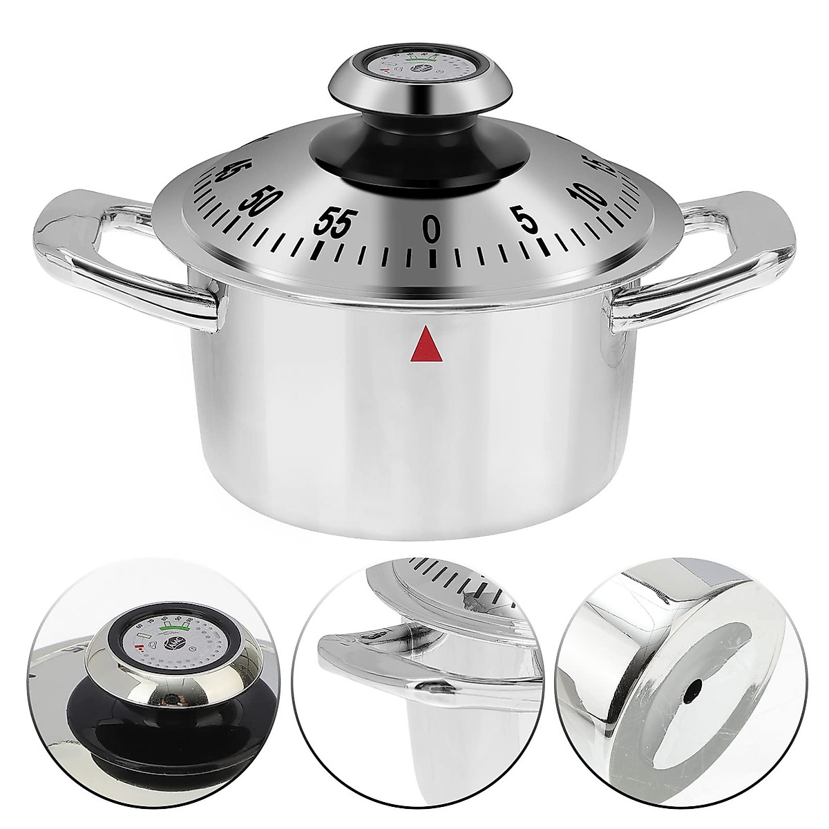 SOLUSTRE Electric Timer Kitchen Timer 60 Minutes Mechanical Timer Egg Timer Countdown Timer for Kids Clock Alarm for Kitchen Cooking Baking Housewarming Gift Stockpot Design Digital Alarm Clock