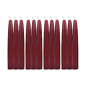 Zest Candle 12-Piece Taper Candles, 6-Inch, Burgundy