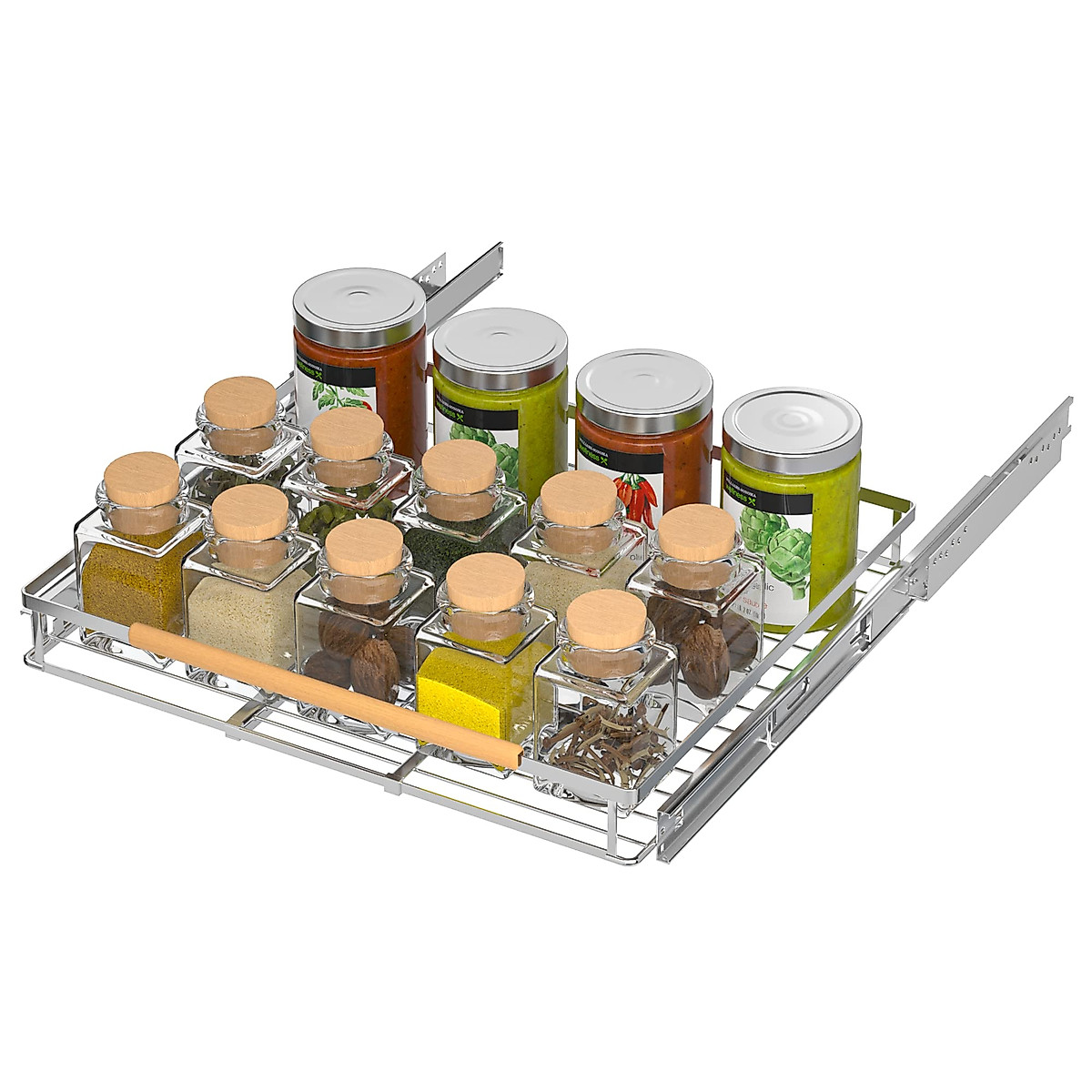 iPEGTOP Pull Out Cabinet Drawer Shelf Organizer, Extendable Sliding Slide Out Pantry Shelves Storage Heavy Duty for Kitchen Bathroom, Adjustable Width 23.1~39.9" W x 22.4" D