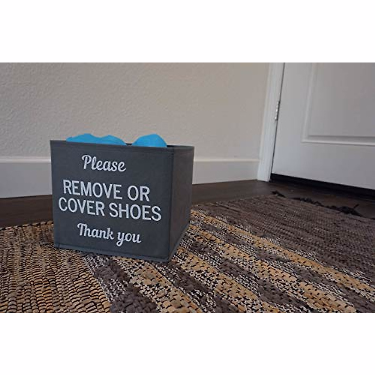 RE GOODS Shoe Covers Box | Disposable Shoe Bootie Holder For Realtor Listings and Open Houses | Please Cover or Remove Shoes Bin | Shoe Bootie Box