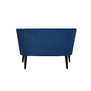 Jennifer Taylor Home Becca Channel and Button Tufted Settee, Navy Blue