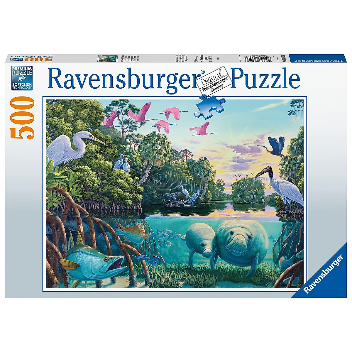 Ravensburger Manatee Moments - 500 Piece Jigsaw Puzzle | Unique Softclick Technology | Vibrant Imagery | Eco-Friendly Materials | Ideal Gift for Puzzle Enthusiasts