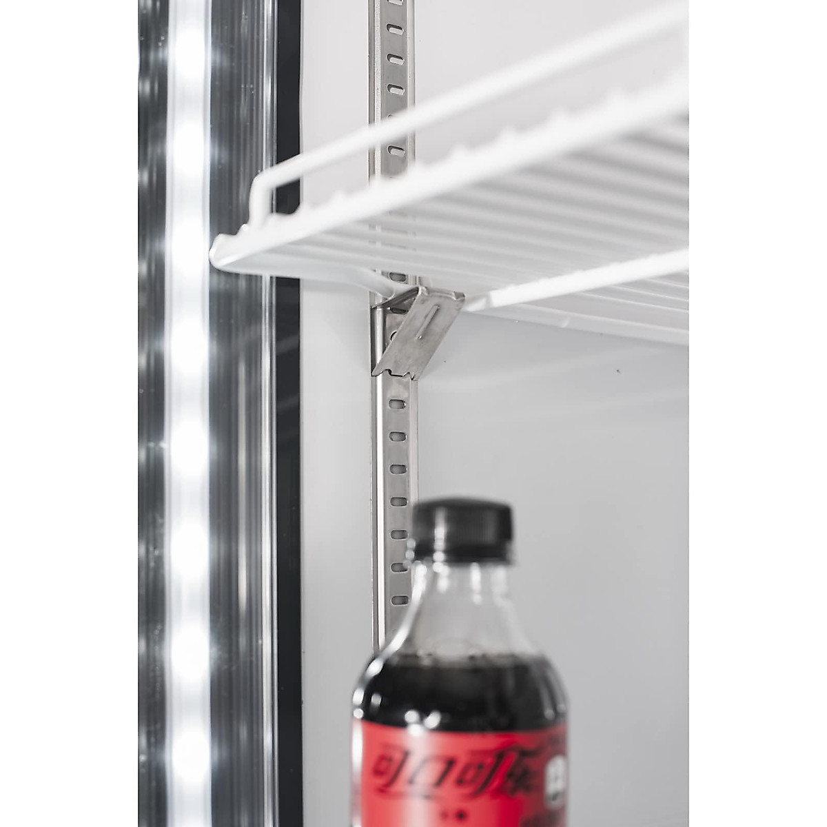 FRICOOL Merchandiser Refrigerator with 2 Glass Doors, 31 cu ft Beverage Display Cooler, Upright Fridge with LED Lighting, Adjustable Shelves for Beverages, Beer and Drinks, Swing Door, Black