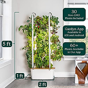 Gardyn 2.0 Hydroponics Growing System Indoor Garden Vertical Garden Planter | 30 Non-GMO Indoor Plants, Herbs & Vegetables Indoor Gardening System - LED Grow Lights | No Soil, Grow Tent or Green House