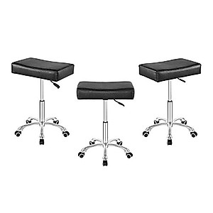 Nazalus Rolling Swivel Stool Height Adjustable with Wheels Heavy Duty for Office Home Desk Counter Salon (Black) (Black, Without Footrest)