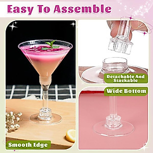 NDSWKR 60 Pcs Disposable Martini Glasses, 5 Oz Tall Martini Plastic Cups, Unbreakable Appetizer Dessert Cups for Wine, Champagne, Margarita, Ice Cream, Parfait, Party, Wedding, Birthday, Bar