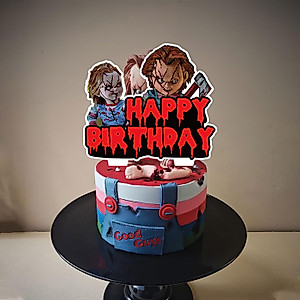 37 PCS Chucky Cupcake Toppers for Horror Movie Theme Party Birthday Party Wedding Baby Shower Anniversary Party Cake Dessert Decorations Supplies Picks