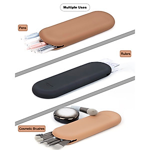 Hitseon Silicone Pencil Case Aesthetic, Soft Magnetic Portable Pen Case for Pencil Tools Organizer, Durable Easy to Clean Pencil Box for Boys Girls Adults School Office (Black)