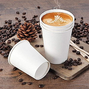 Tebery 300 Pack White Paper Coffee Cups 6oz Disposable Paper Cup for Water, Juice, Coffee or Tea