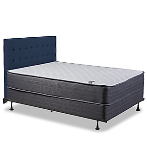 Greaton, 10-Inch Medium Plush Tight top Innerspring Mattress & 4" Wood Box Spring Set with Frame, Full XL