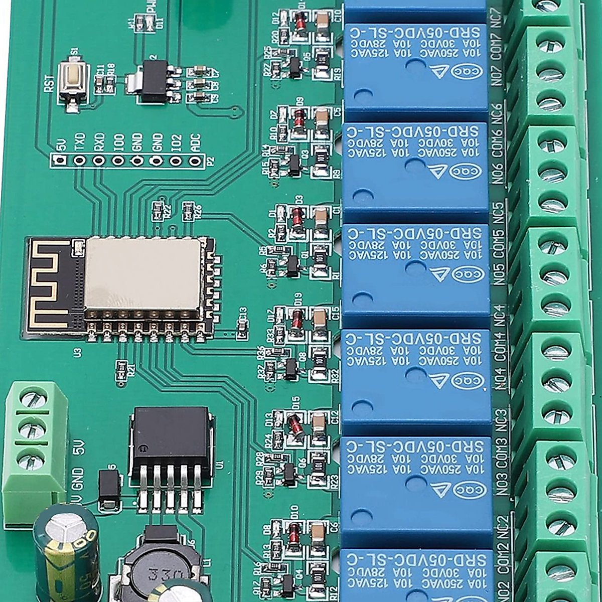 ESP8266 Relay Module, Relay Module 8‑Channel ESP8266 Development Board Development Board with 1 X Relay Module for Smart Home Control