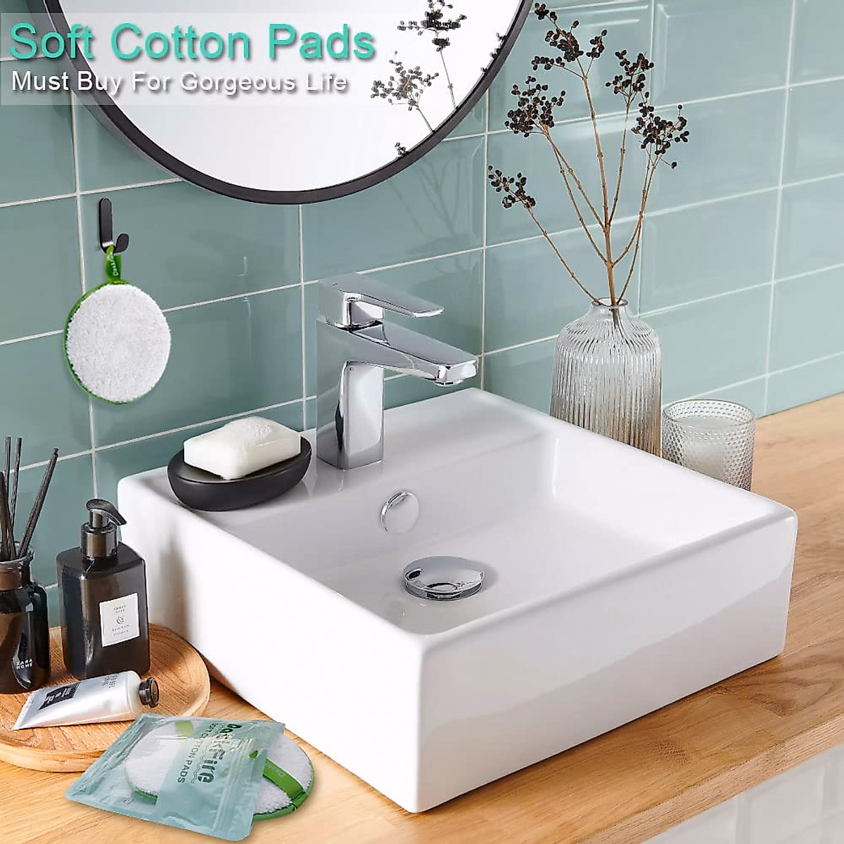 DaskFire Reusable Makeup Remover Pads, Facial Make Up Removal Wipes, Washable Face Cleaning Cloths, Hypoallergenic for Mascara, Eye Shadow, Lipstick, Foundation -3 pcs, 4.5" Dia