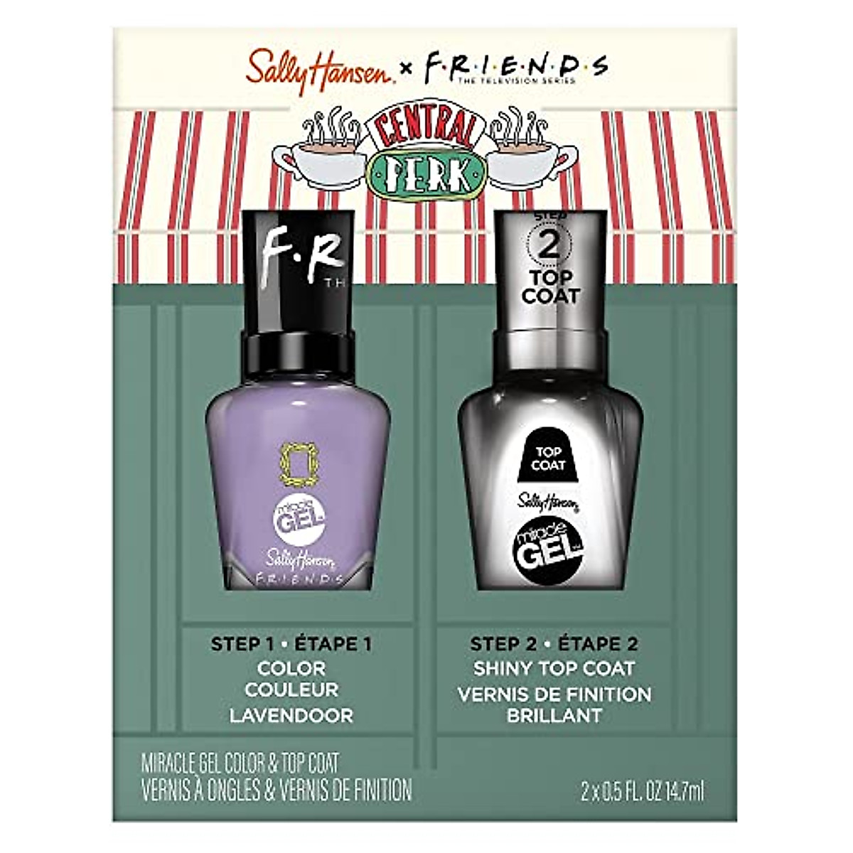 Sally Hansen Miracle Gel Friends Duo 2 pack: THE ONE WITH (LAVENDOOR & TOP COAT SHINY)