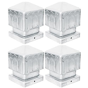 EKSED Fence Post Cap, Acorn Top Fence Finials, Galvanized Iron Railing Cover for Villa Stair, Mailbox, Deck, Dock, Piling Caps, 4 Pcs