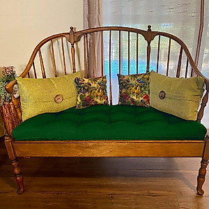 LOVTEX Tufted Bench Cushions for Outdoor Furniture Waterproof, 44 x 19 InchesPatio Swing Cushions Green - Overstuffed Indoor/Outdoor Loveseat Cushions with Round Corner