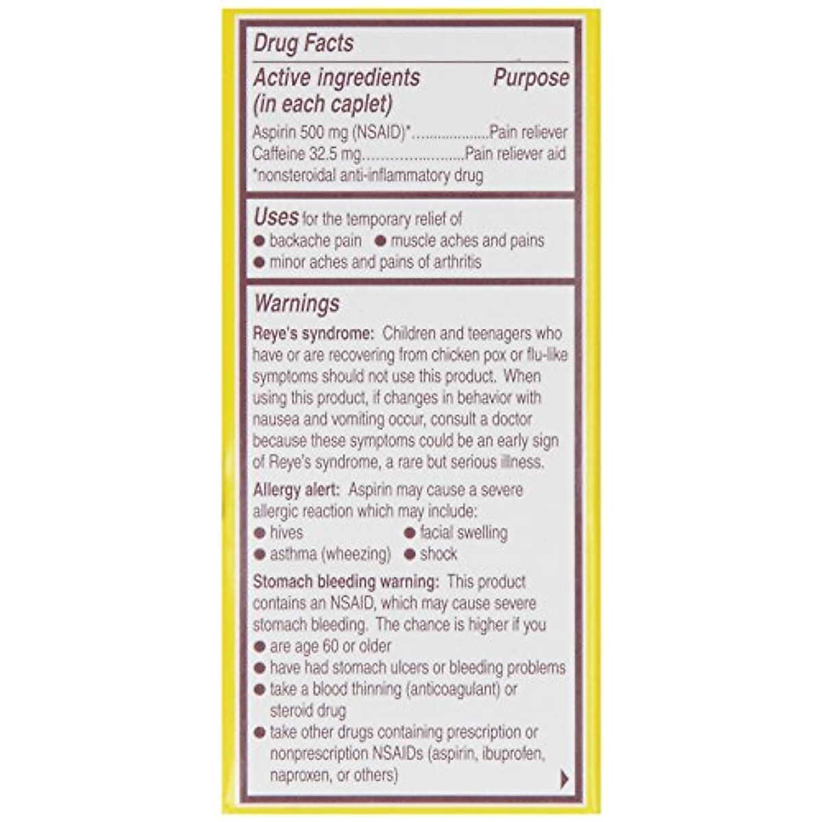 Bayer Extra Strength Caplets, Extra Strength Back & Body Pain Aspirin, 50 ct