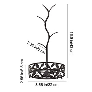 VANRA Mug Tree Holder Stand Coffee Mug Rack Countertop with Coffee Pod Basket Storage for Kitchen Counter Organizer, Black Steel
