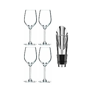 Riedel Wine Series Viognier/Chardonnay Glass, Set of 4 Bundle with Wine Pourer and Stopper (3 Items)