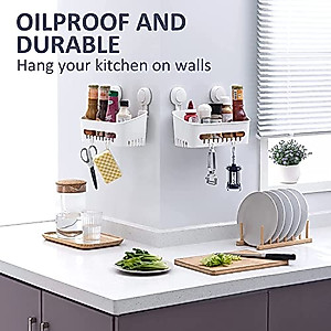 Bathroom & Kitchen Organizer, Shower Caddy, Shelf Storage, No-Drilling Easy Installation, Wall Mounted Suction Cup, Heavy Duty Strength, Removable, White (AW639)