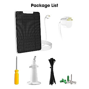 Solar Panel Charger Compatible with Google Nest Camera Outdoor & Indoor (Battery Version), 5W Solar Power for Google Nest Cam, IP65 Weatherproof, w/Secure Wall Mount & Screwdriver, 13ft Cable, 3 Pack