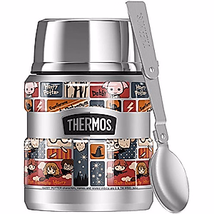 THERMOS Harry Potter Cute Chibi Pattern, STAINLESS KING Stainless Steel Food Jar with Folding Spoon, Vacuum insulated & Double Wall, 16oz