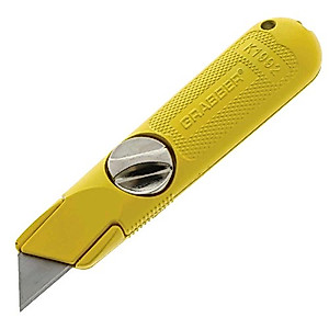 Grabber All-Metal Fixed-Blade Utility Drywall Knife - Easy Change Blade, Non-Retractable (Single)