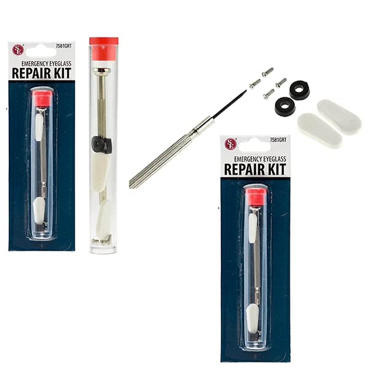 (2 Pack) 11pc Compact Eye Glasses Repair Kit Case for Fixing All Kinds of Broken Glasses