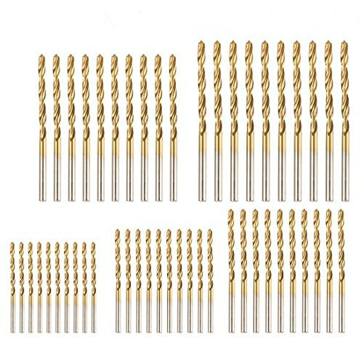 50 PCS,HSS Twist Drill Bits, 1/16", 5/64", 3/32", 7/64", 1/8" [10pcs for each],drilling on mild steel, copper, Aluminum, Zinc alloy (Titanium)