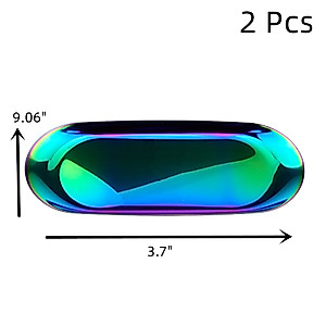 WDONAY 2 Pcs Stainless Steel Jewelry Tray Fruit Tray Storage Tray Desktop Storage Tray Metal Oval Tray Multicolor