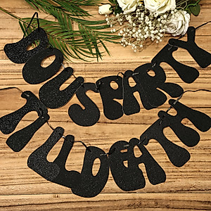 Till Death Do Us Party Banner, Halloween Banner Pre-strung Anniversary party Decoration Sign Bachelorette Party Garland (Black)