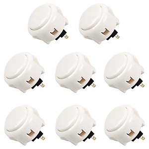SANWA JLF-TP-8YT Joystick + Sanwa 8 pcs OBSF-30 Push Button Bundle Kit White - for Arcade Game 4 & 8 Way Adjustable, Compatible with Catz Mad SF4 Tournament Joystick (White Ball Top) S@NWA
