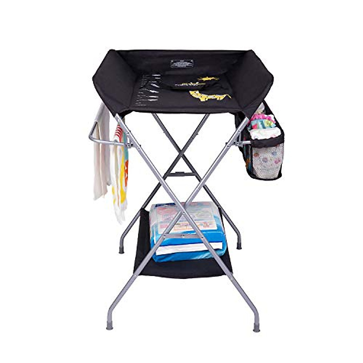 Kinsuite Baby Diaper Changing Tables - w/Storage Rack Portable Folding for Station Nursery Organizer and or Newborn Infant Black
