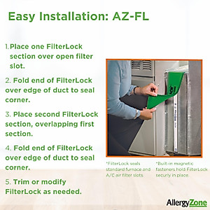 AllergyZone FilterLock Furnace Filter Slot Seal – Magnetic Seal Cover for Any 1” Furnace Filter, Up To 25” Long, Reduce HVAC Air Leaks, Green