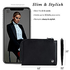 SERMAN BRANDS Small Wallets for Women. Slim Wallet for Women with Coin Purse and Credit Card Holder. RFID Wallet Women Vegan Leather Wallet (Midnight Mini)