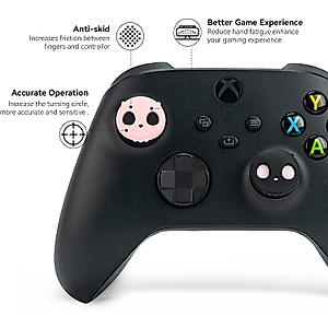 GeekShare Halloween Cute Xbox One Controller Thumb Grips, Soft Silicone Thumbsticks Cover Caps Set Compatible with Xbox One Controller, 2 Pair / 4 Pcs - Pink Skull