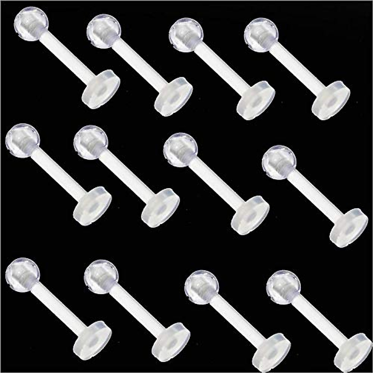 Happyupcity Cartilage Earring 30Pcs Clear Silica Gel and Acrylic Retainer Lip Rings Nose Studs Ear Helix Earring Clear Flat Top Retainer