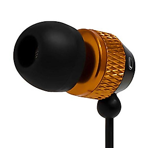 Bastex Universal Earphone/Ear Buds 3.5mm Stereo Headphones in-Ear Tangle Free Cable with Built-in Microphone Earbuds for iPhone iPod iPad Samsung Android Mp3 Mp4 and More-Gold/Black