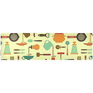 Cartoon Kitchen Ware Utensils Trivet Table Runner for Kitchen Countertops Hot Pots Pans Heat Resistance Pot Holders Anti-Slip Hot Pad Mats 11.8 * 39.4 Inches
