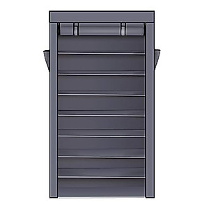 Knocbel 10 Tiers Shoe Rack Dustproof & Water-Resistant Non-Woven Fabric Closet Storage Cabinet Organizer with Side Pockets, 34" x 11 1/8" x 60 7/8" (Gray)